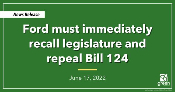 Ford must immediately recall legislature and repeal Bill 124 | Ontario ...