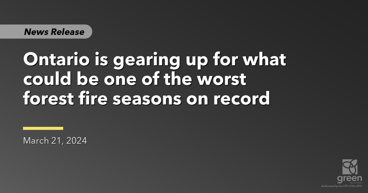 Ahead of dire forest fire season, Ontario Greens demand action plan