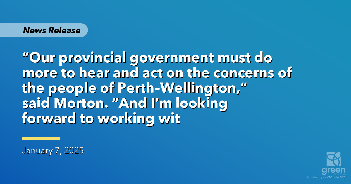 Ian Morton nominated as Ontario Greens candidate in Perth–Wellington