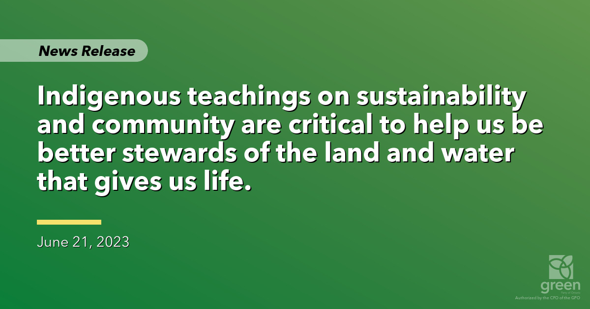 Statement on National Indigenous Peoples Day | Ontario Greens