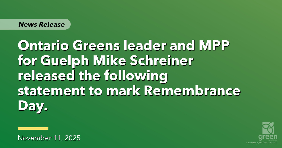 Statement on Remembrance Day | Ontario Greens