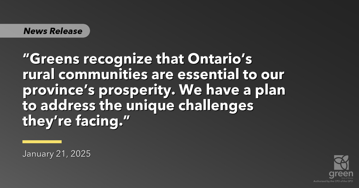 Mike Schreiner unveils Green Plan for Rural Ontario at ROMA | Ontario ...