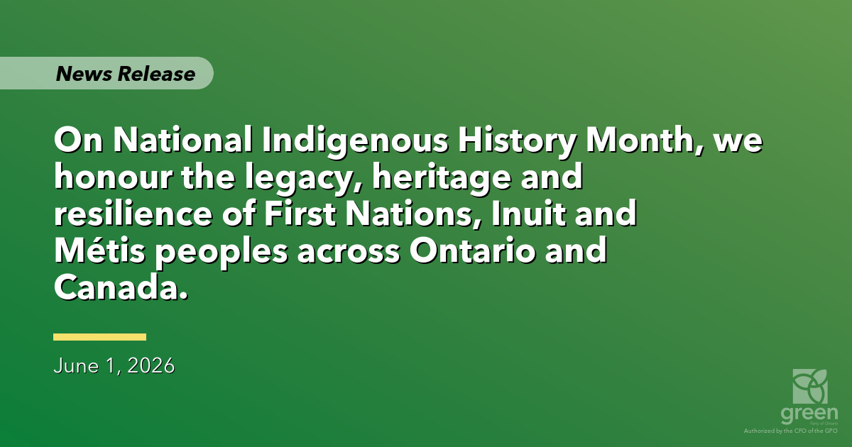 Ontario Greens Statement on National Indigenous History Month